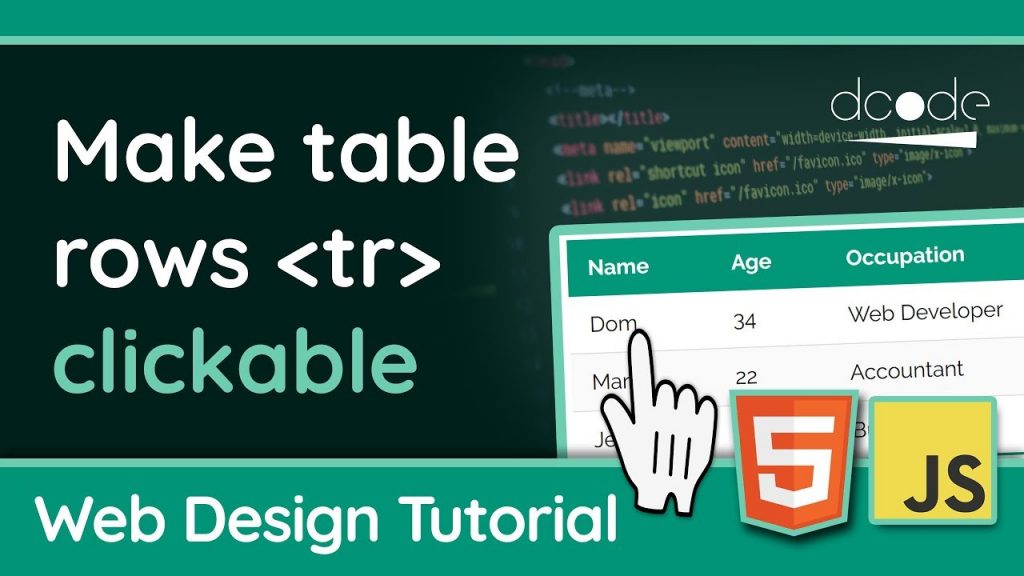 Make Your Table Rows Clickable With A Link Web Design Tutorial