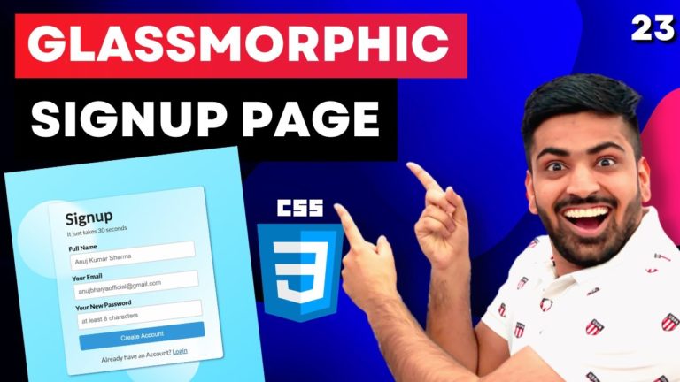 Make A Glassmorphic SignUp Page Using Basic CSS Mini Project Web