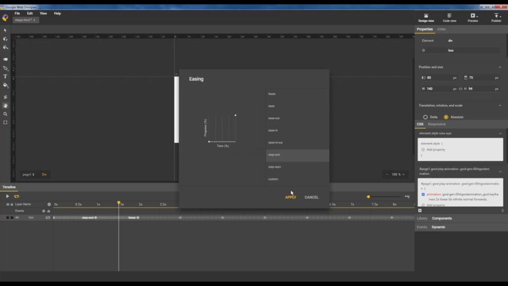 Easing functions (Step start/end) - Google Web Designer | Designing for ...