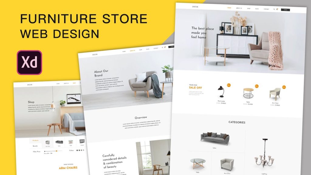 Minimalist Furniture Web Design Tutorial in Adobe XD | Designing for ...