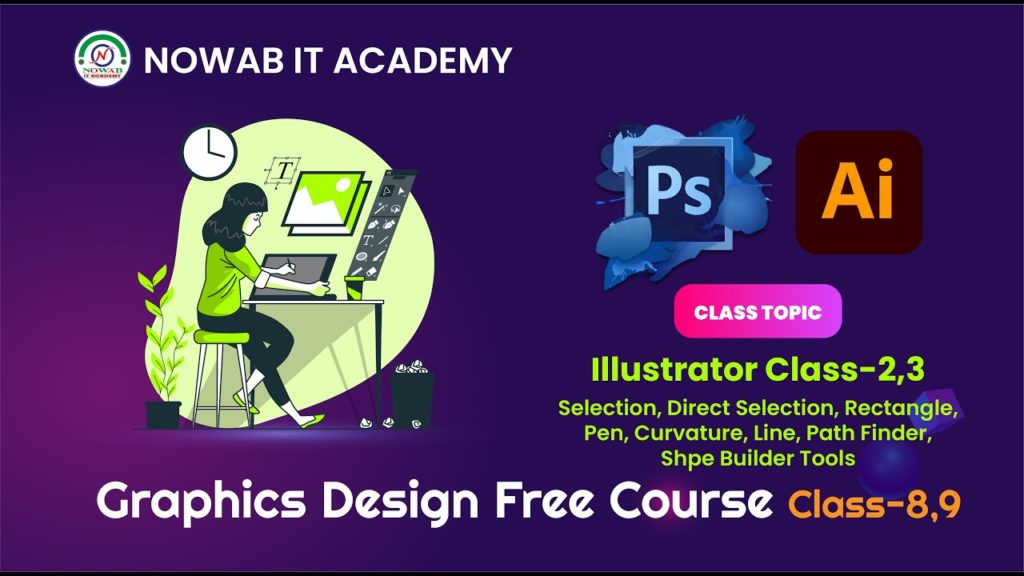 Illustrator Many Tools use Class 2,3 । Graphic Design Free Course Class ...