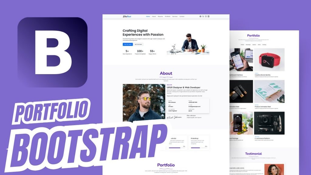 How to Create a Bootstrap Portfolio Website | Bootstrap Web design Tutorial for beginners ...