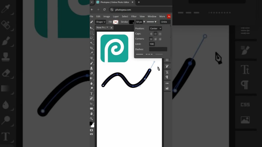 Photopea How to draw a curved line #photopea #photopeatutorial # ...